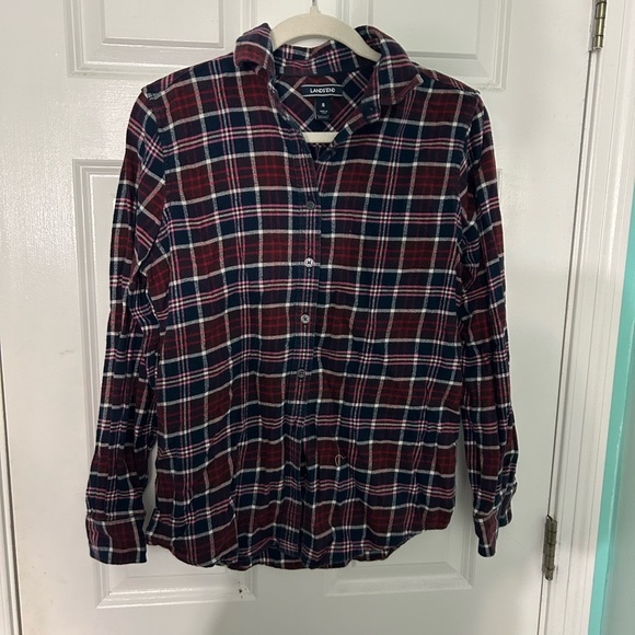 Lands' End | Tops | Blu And Purple Flannel | Poshmark
